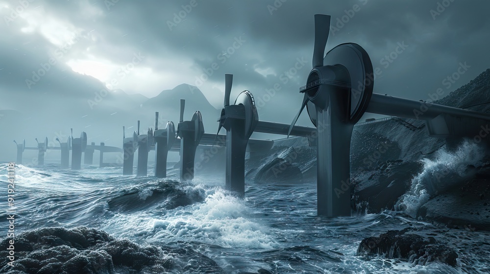 hydroelectric power is renewable green energy powered by turbines and ...