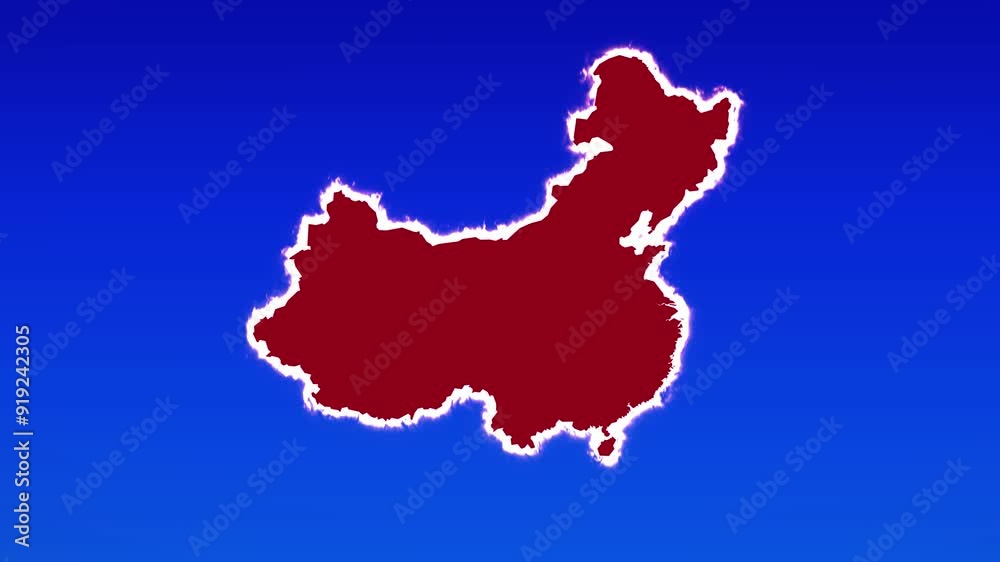 China 3d zoom aerial animated map with blue background. Full 3d ...