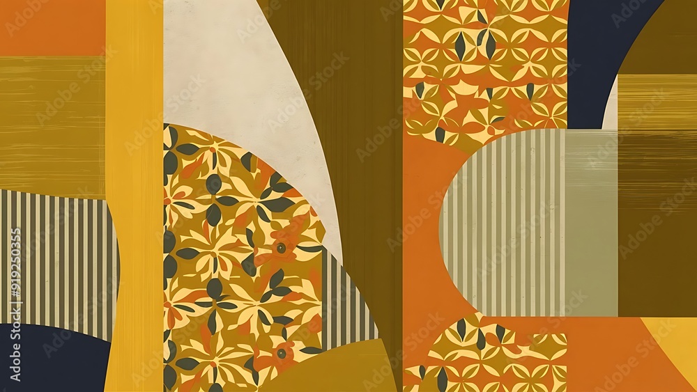This mid-century abstract background features captivating wallpaper ...