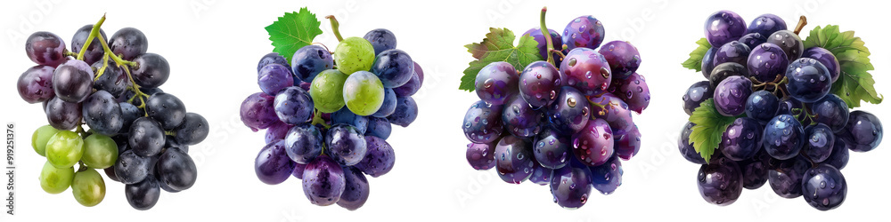 Grape fruits - Lush, vibrant clusters of deep purple and green grapes ...