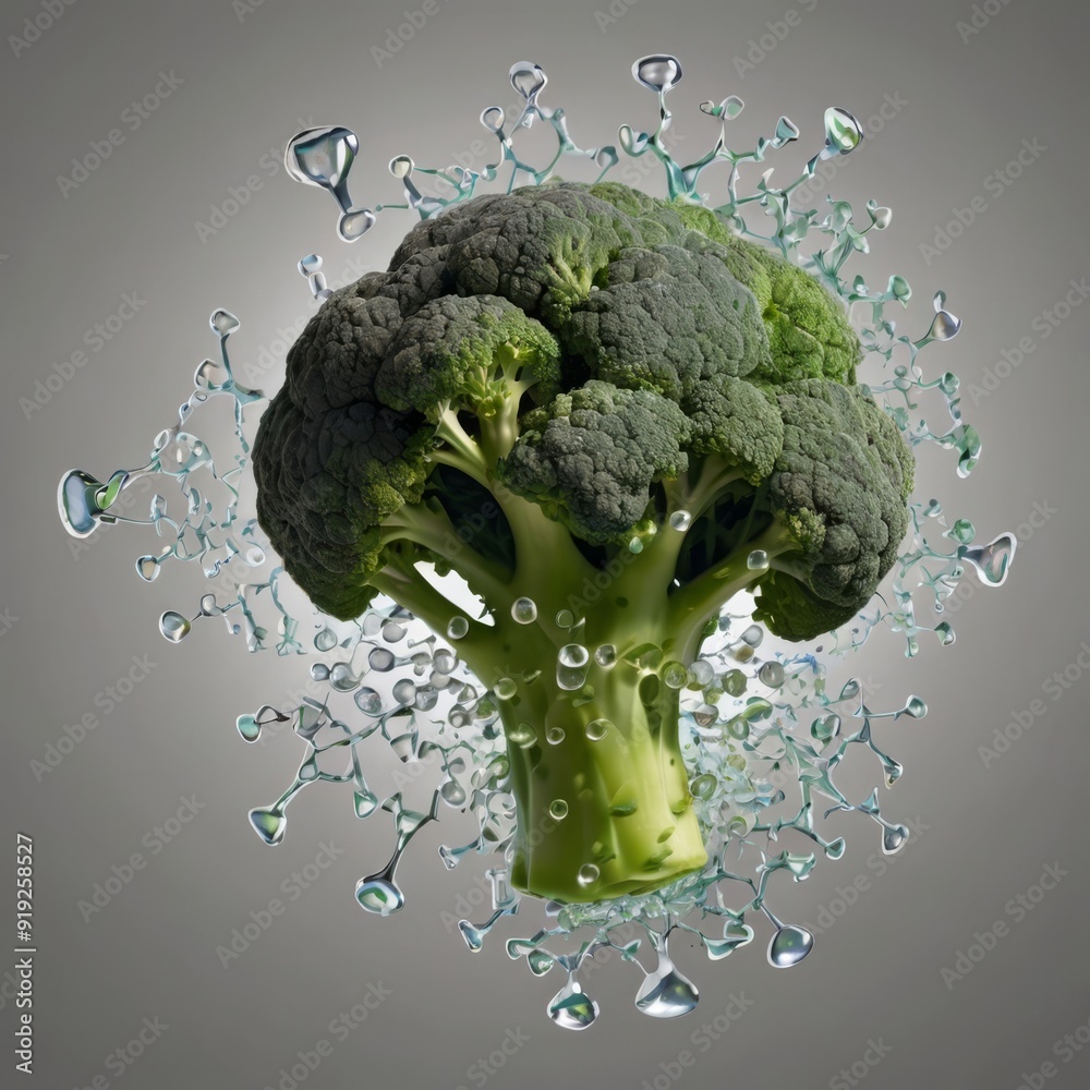 Create a photo realistic image of a head of broccoli gradually ...