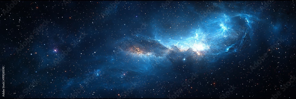 Space-themed banner design, wide angle, deep blue and black pallet ...