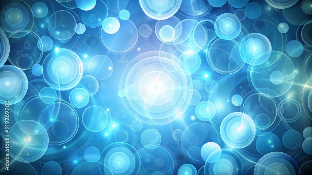 Abstract background featuring intricate light blue circles in a mesmerizing pattern, overlapping ...