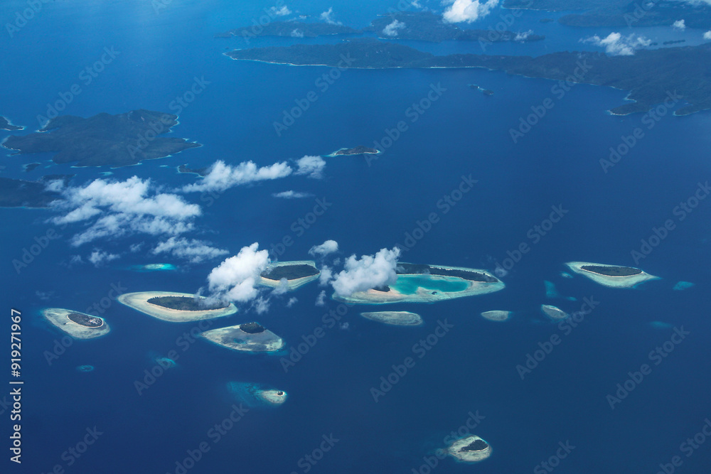 Bird's-eye view of cluster of islands of a tropical archipelago Stock ...