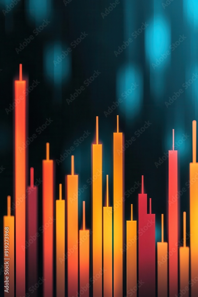 Abstract colorful bars on a blurred background, representing growth ...