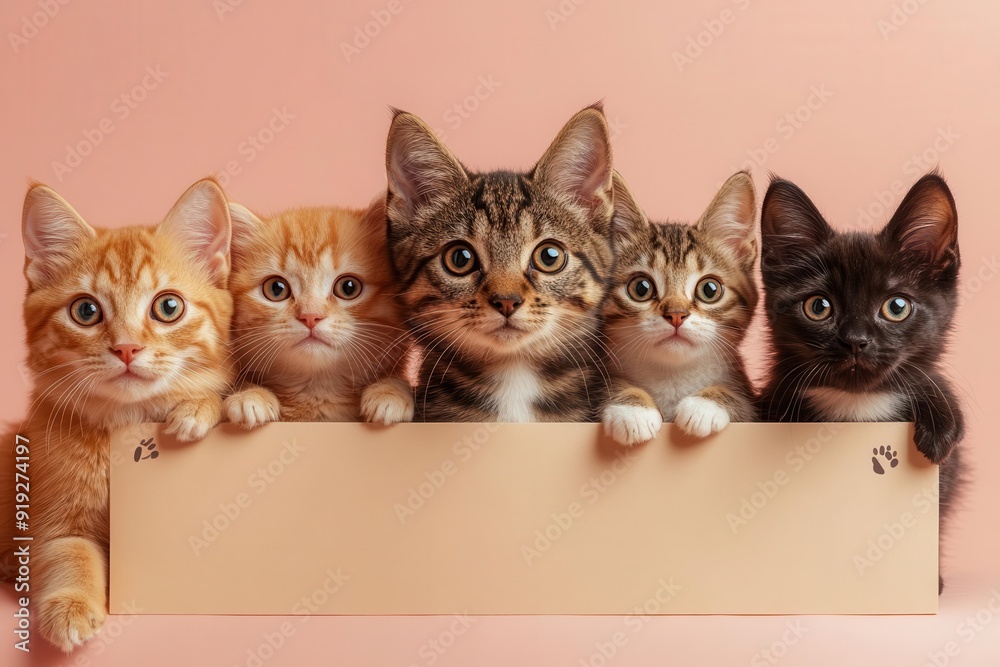 whimsical scene of cartoon dogs and cats peeking playfully from behind ...