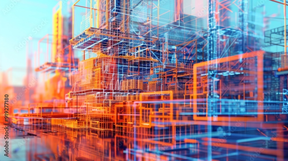 Abstract visualization of structural integrity analysis with digital ...