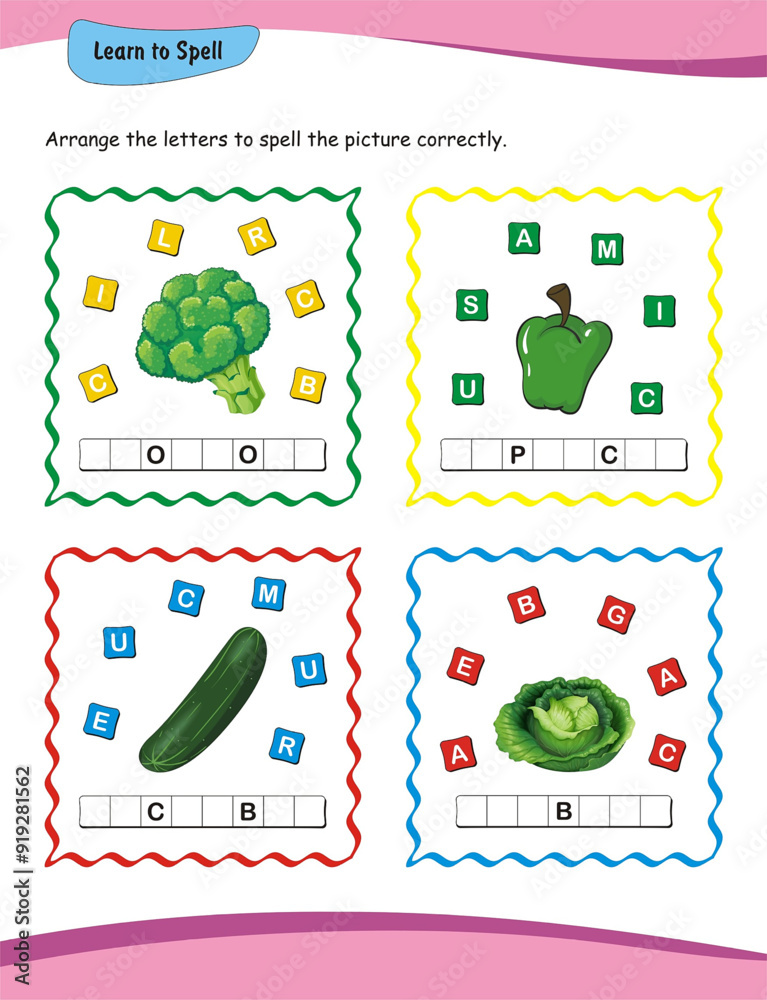 Learn to spell. Worksheet for preschool education. Learn to read and ...