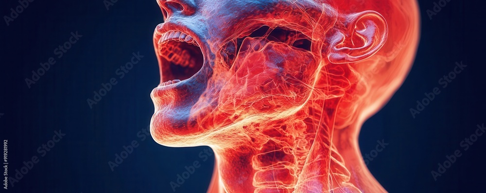 Snoring and Health A medical illustration showing the inside of a human ...