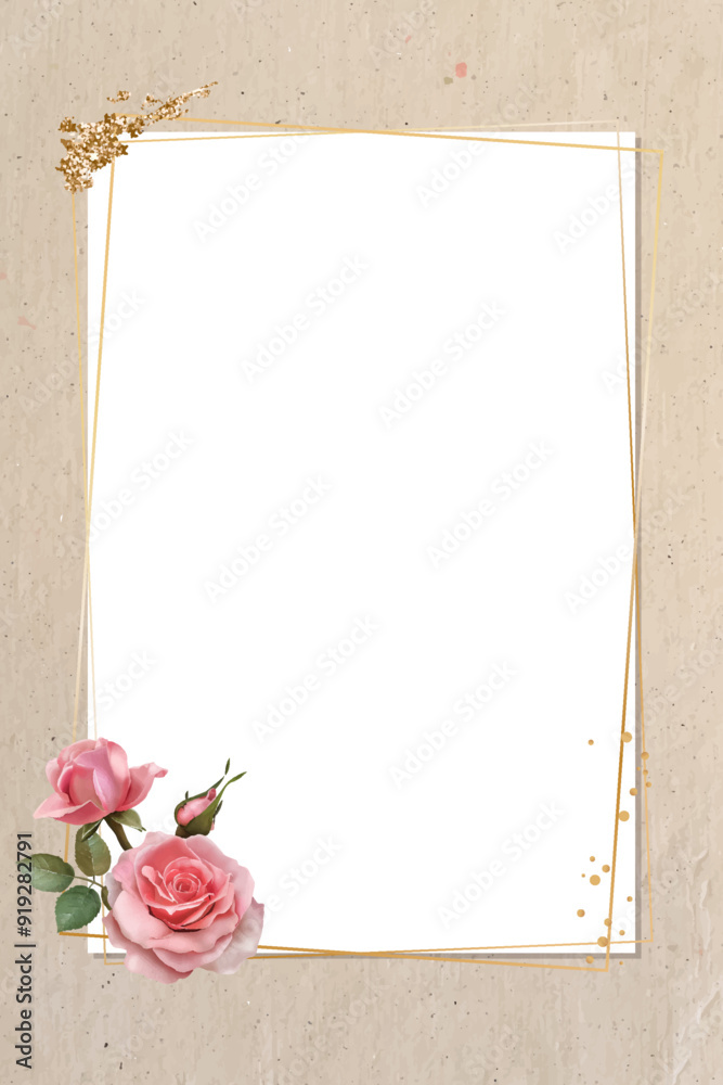 Editable Template Flower Frame Design Stock Vector | Adobe Stock