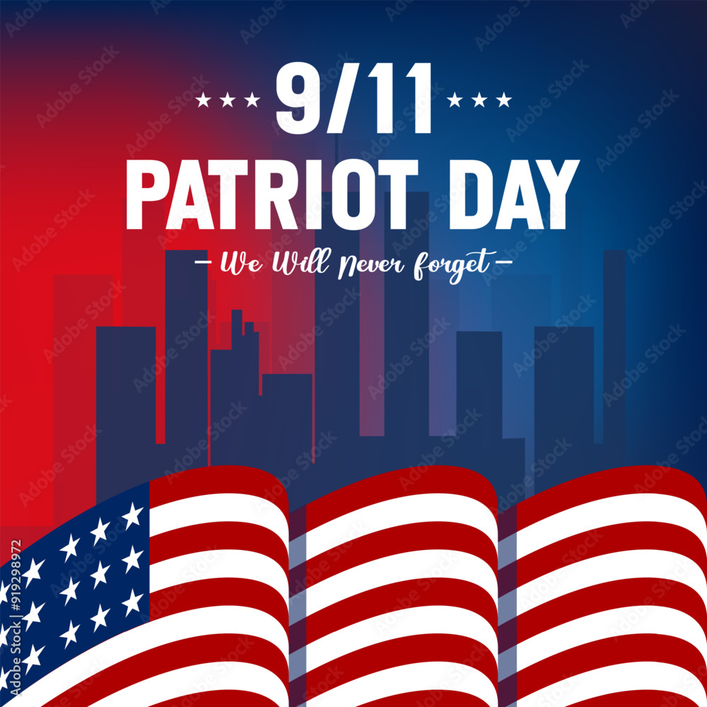 Patriot Day 9/11 remembrance graphic - American flag, Twin Towers, NYC ...