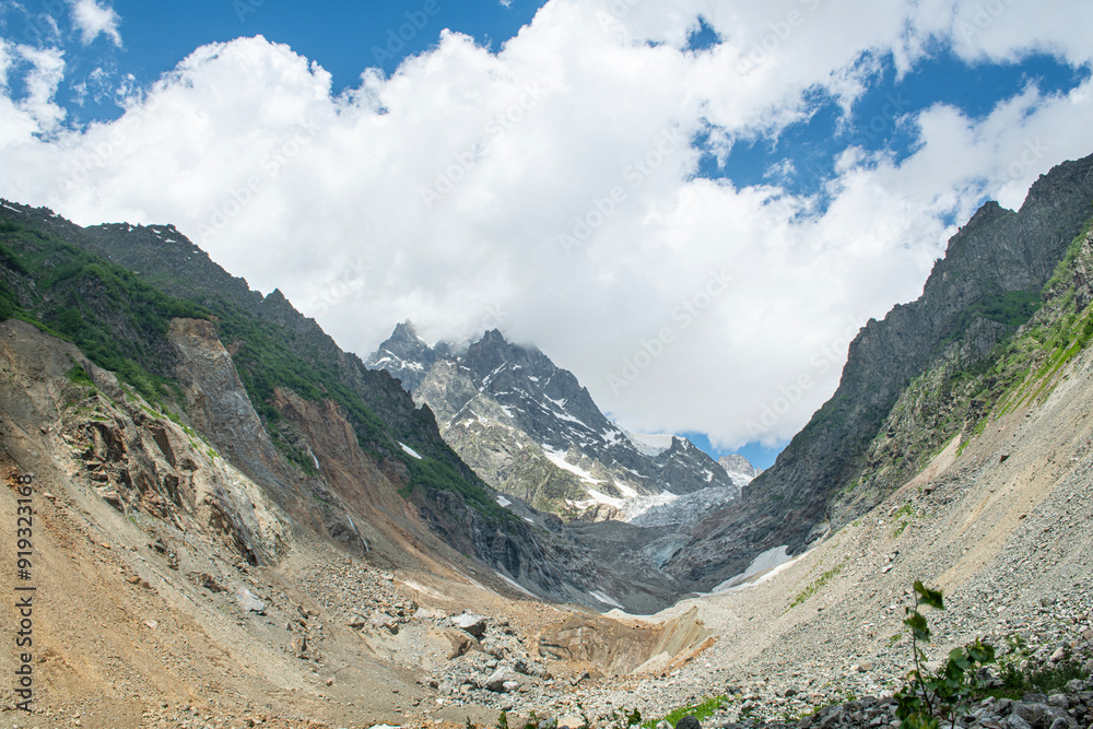 Melt waters of the Becho Glacier. Water flowing from the glacier on ...