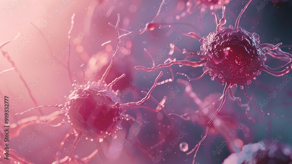 Medical Illustration of Cancer Tumor Markers in Blood Sample, Depicting ...