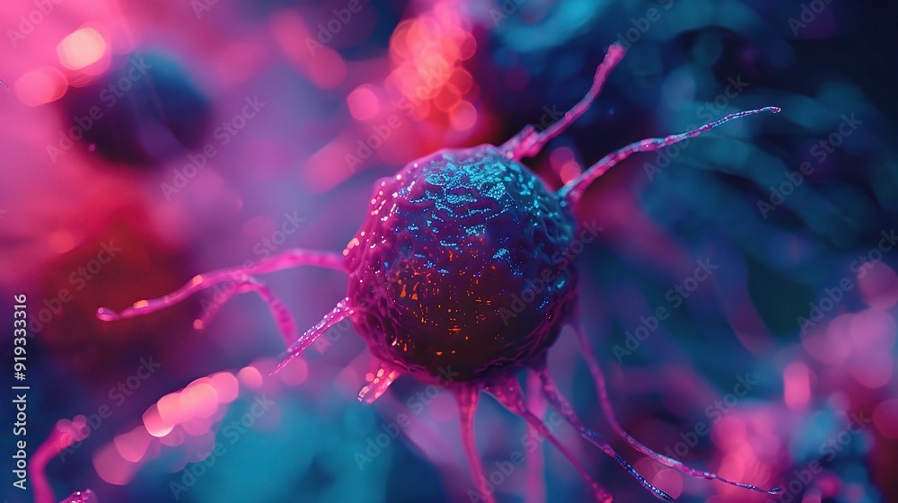 Medical Illustration of Cancer Tumor Markers in Blood Sample, Depicting ...