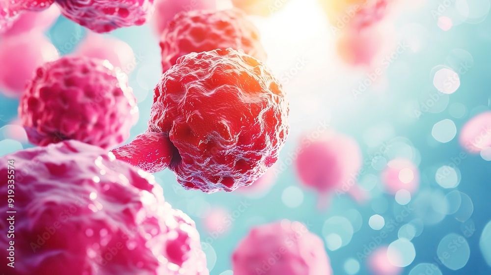 Medical Illustration of Cancer Tumor Markers in Blood Sample, Depicting ...