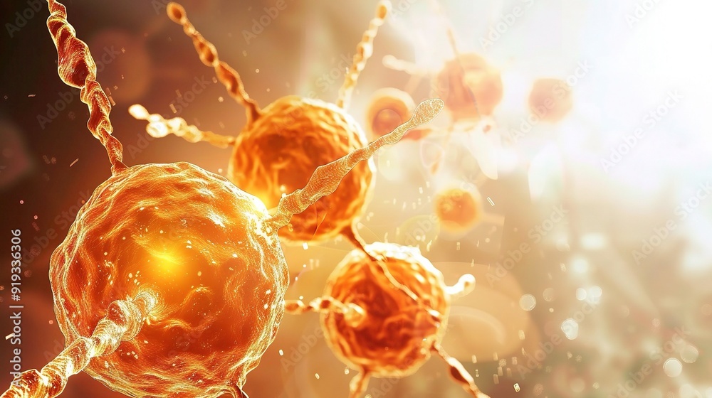 Medical Illustration of Cancer Tumor Markers in Blood Sample, Depicting ...