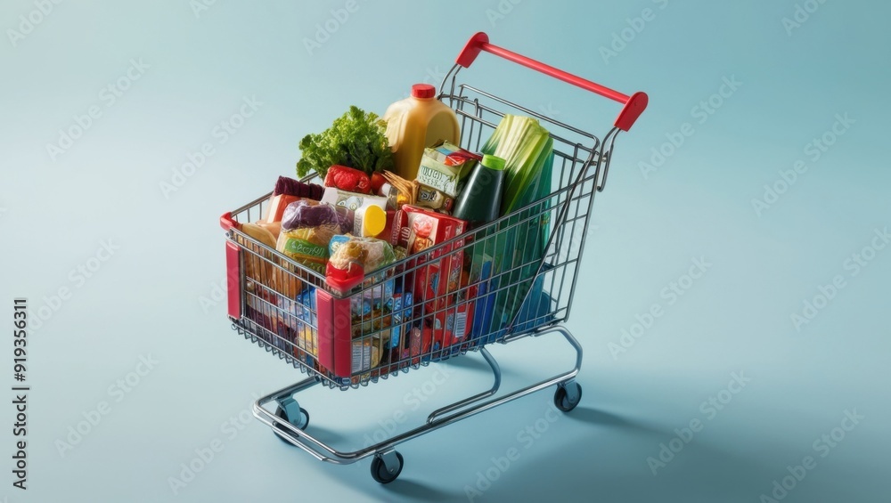 Overflowing Cart, Bountiful Choices: A shopping cart brimming with ...