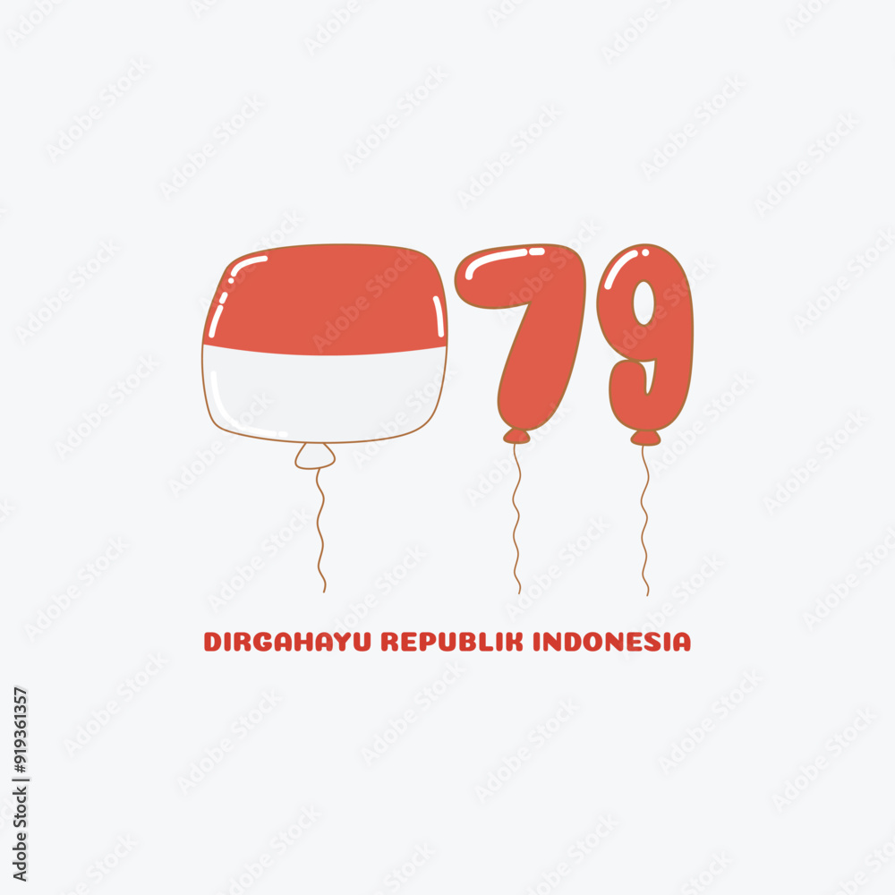 Indonesian Independence Day logo concept. 79th Independence Day ...