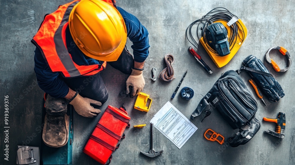 Generate a photo realistic image of technicians performing maintenance ...