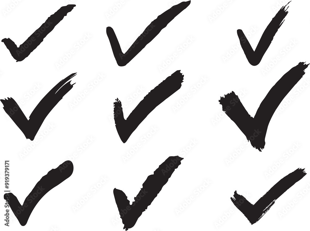 Check mark right or correct icons. Different style checklist design ...