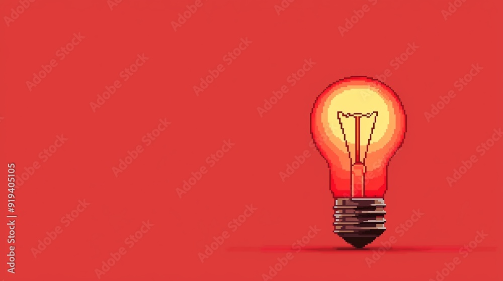 Animated minimalist pixel art of a flickering light bulb Stock ...