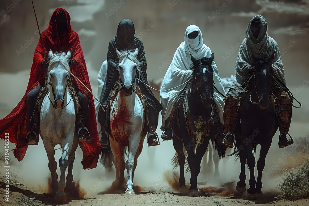 The Four Horsemen of the Apocalypse, Biblical Illustration from the ...