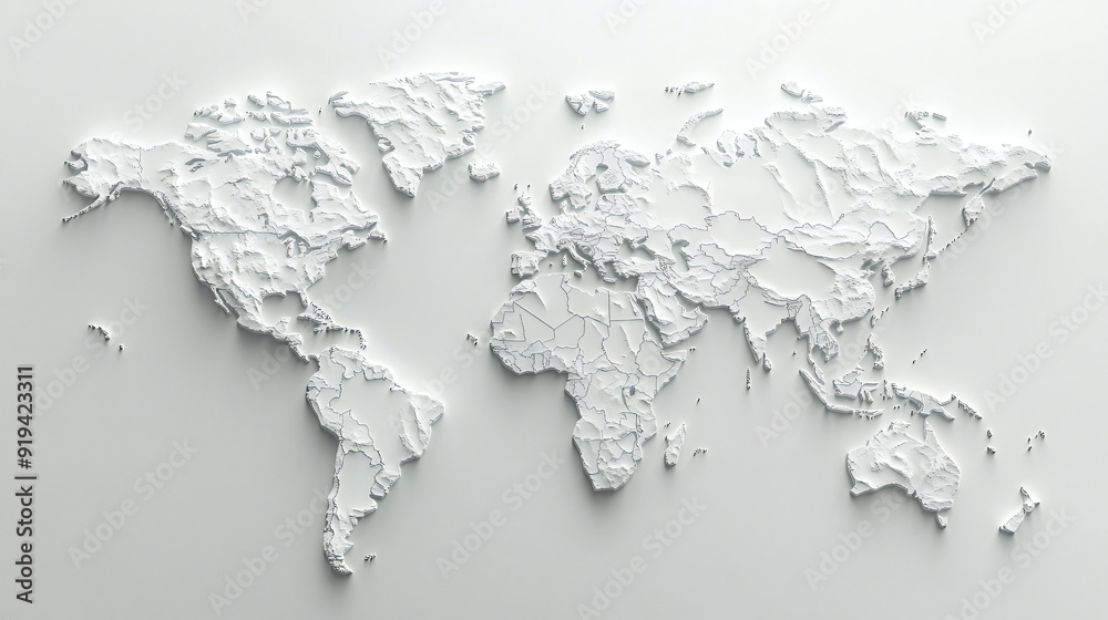3D World Map with Country Borders. Stock Illustration | Adobe Stock