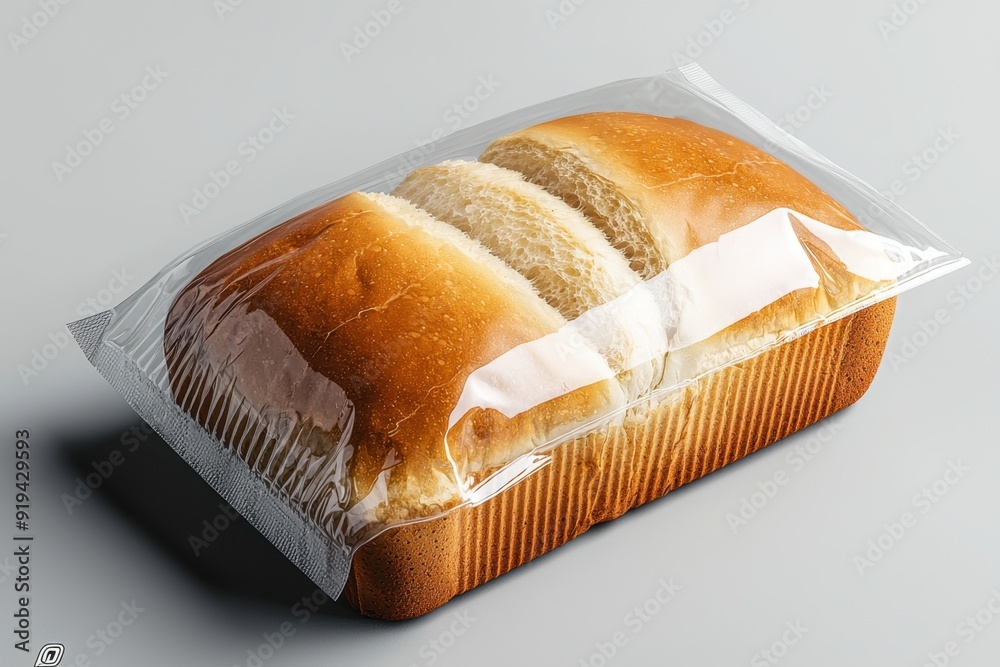 White bread package featuring a transparent top window, showcasing the ...