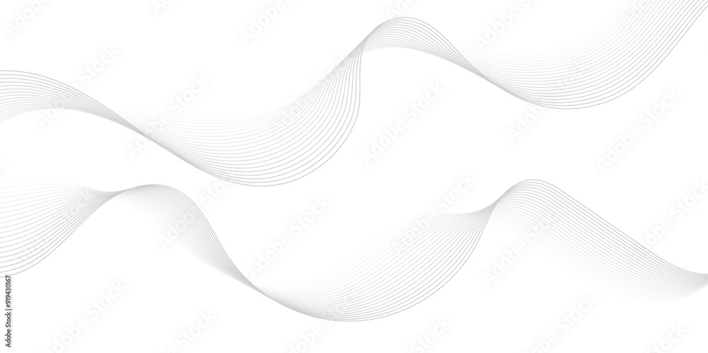 Abstract gray wave dynamic curve lines on transparent background with ...