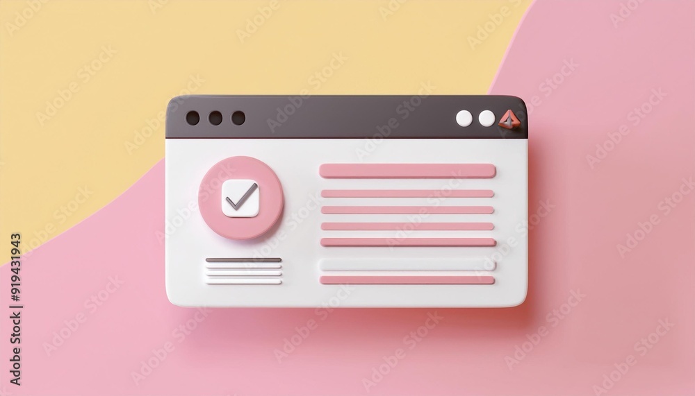 Stylish 3D render of a web browser window with checkmark, perfect for ...