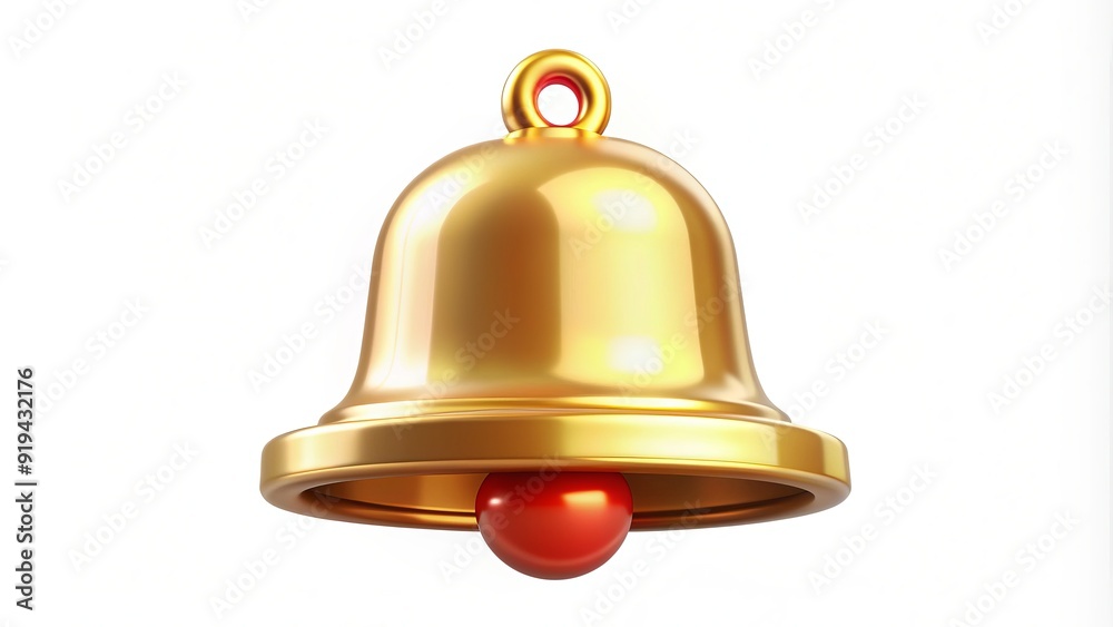 A golden bell icon with a red notification badge on a white background ...