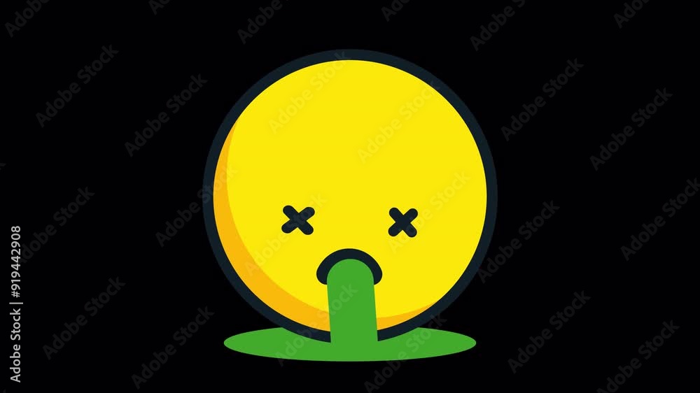 Vidéo Stock Vomiting Face Emoji Animated on a Transparent Background ...