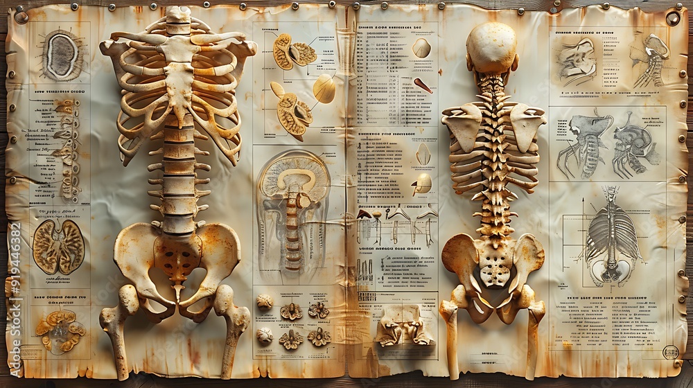 Gross anatomy of human vertebral column including detailed views of ...