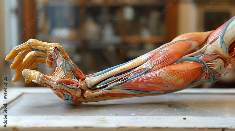 Gross anatomy of human elbow highlighting bones muscles and connective ...