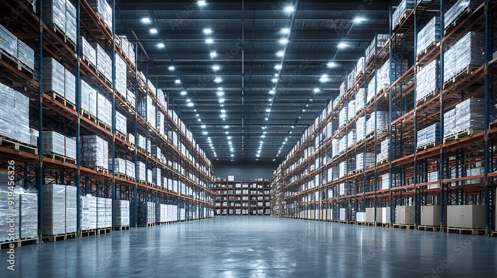 Warehouse industrial and logistics companies Empty warehouse, view down ...