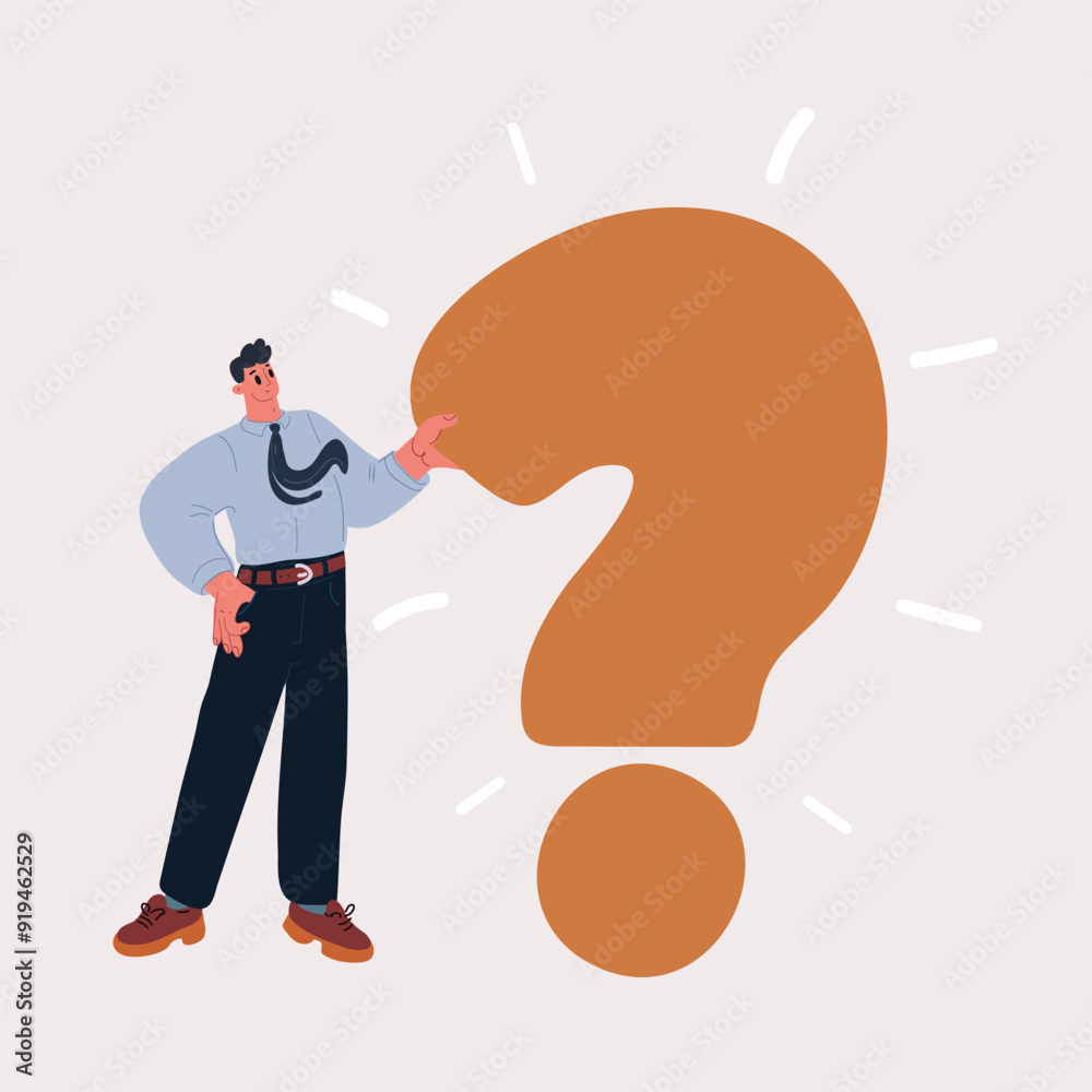 Cartoon vector illustration of Business Man With Question Mark Stock ...