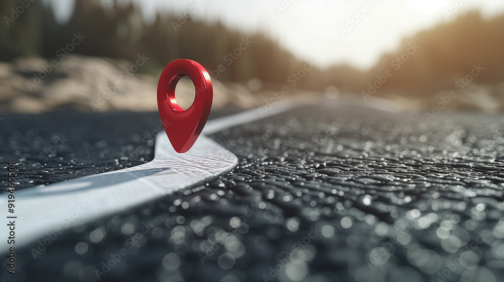 A red dot on a map that is pointing to a specific location Stock ...