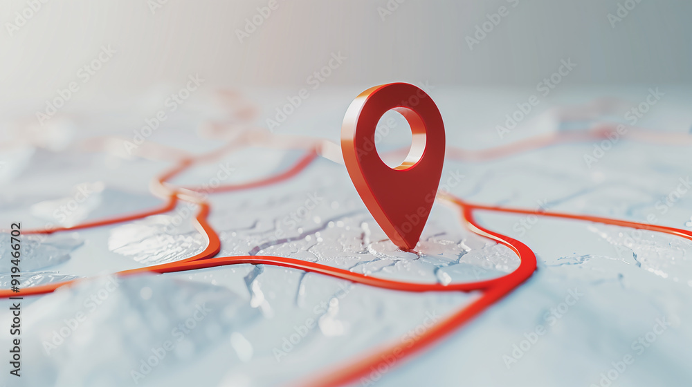 A red dot on a map that is pointing to a specific location Stock ...