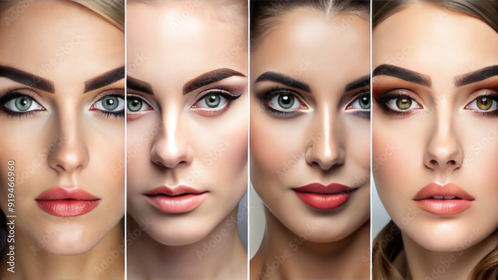 Perfectly groomed eyebrows in various shapes, from soft and natural to ...