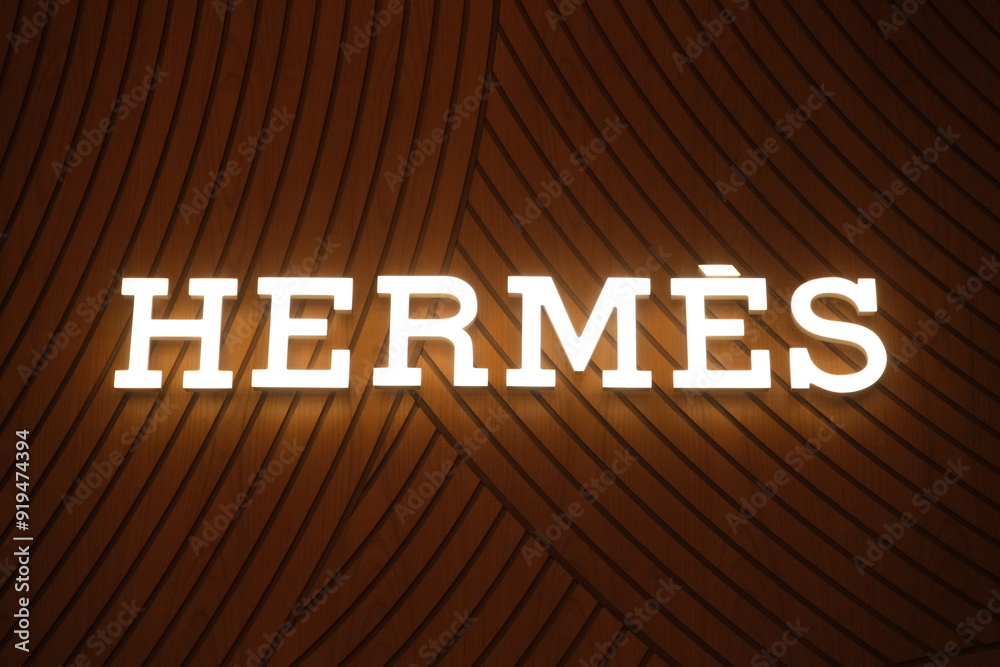 Las Vegas,Nevada,USA-June 17th 2024: Hermès company brand logo close up ...