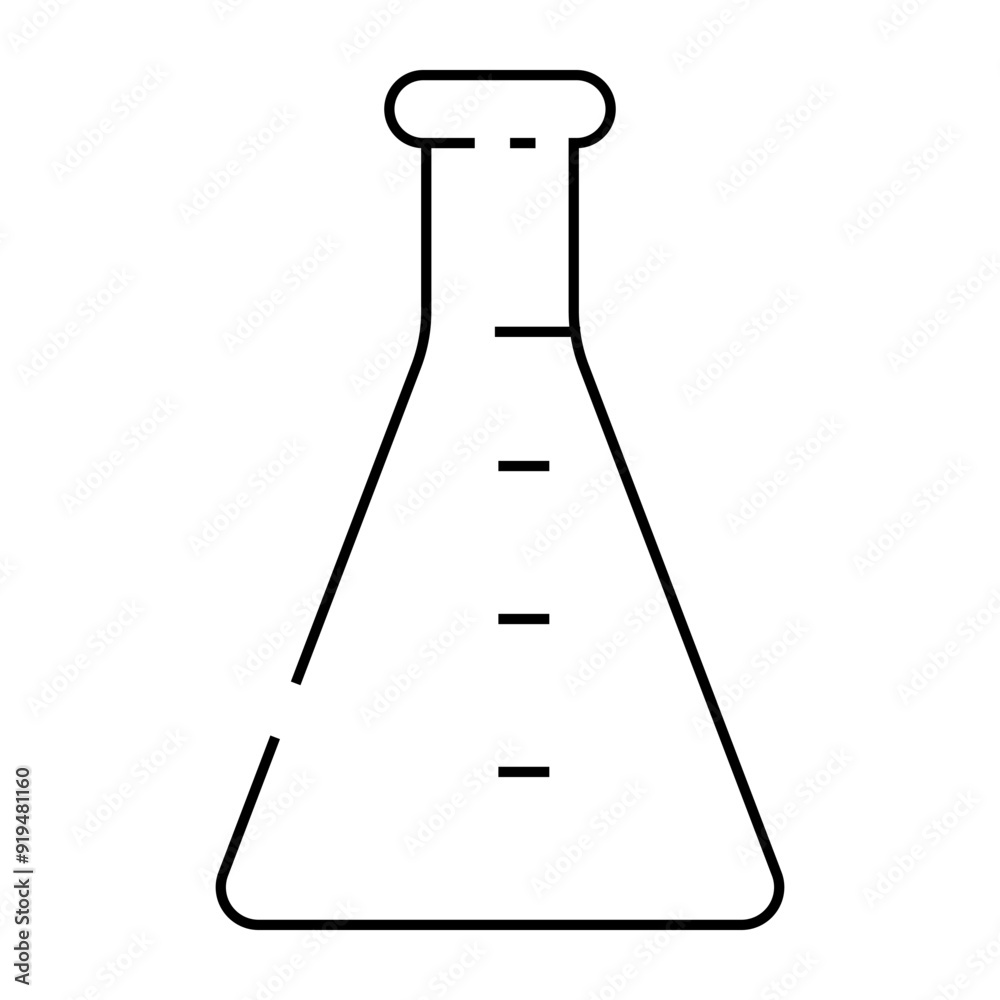 erlenmeyer flask chemical glassware lab line icon vector. erlenmeyer ...