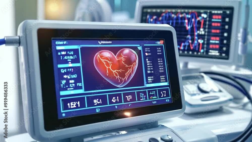Electronic Health Monitor Machine Checks Vital Signs Of Ill Patient ...
