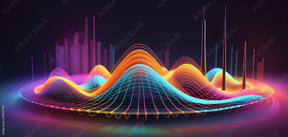 Illustrative visualization of radio waves around a transmitting and ...
