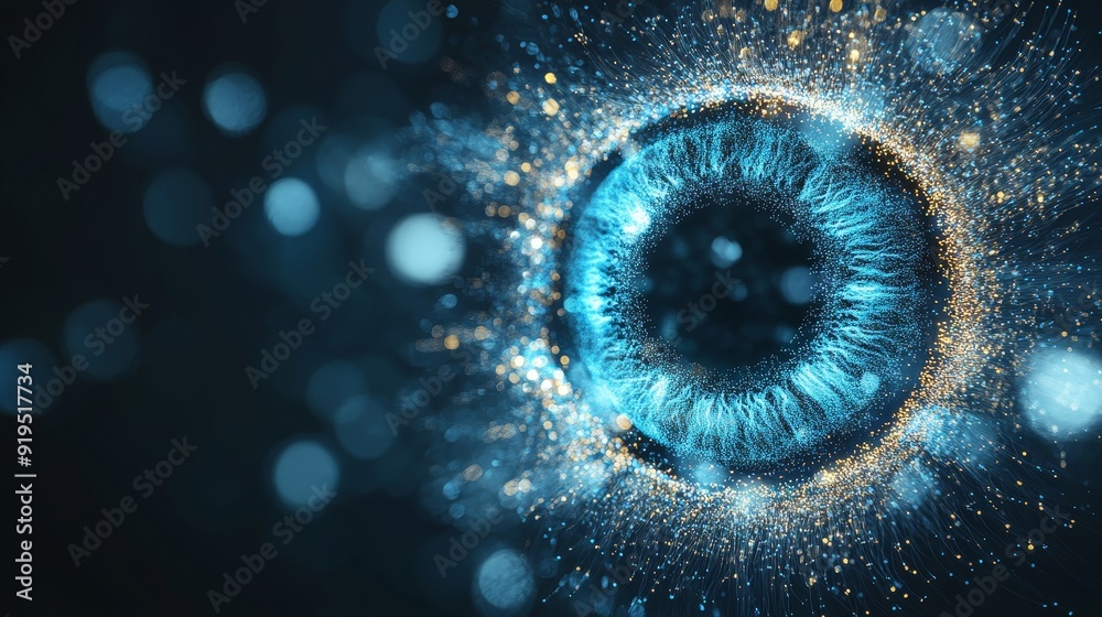 Multicolored iris of the eye animation concept. Rainbow lines scatter ...