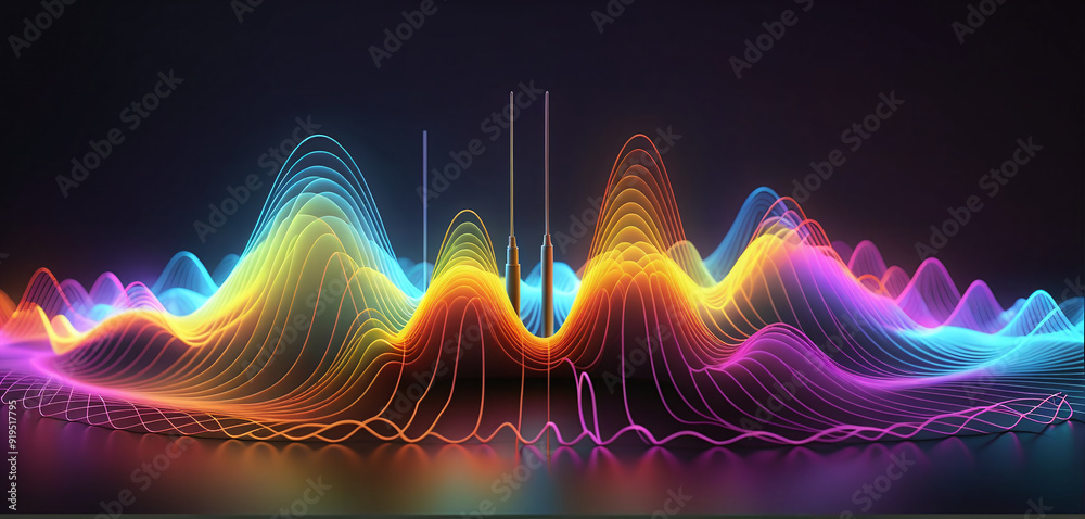 Illustrative visualization of radio waves around a transmitting and ...
