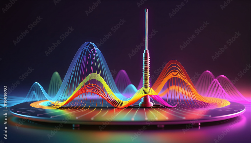 Illustrative visualization of radio waves around a transmitting and ...