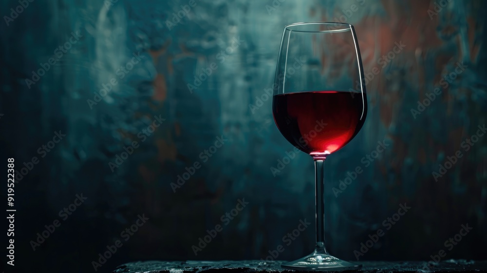 Luxurious red wine in elegant glass against dark backdrop Concept of ...
