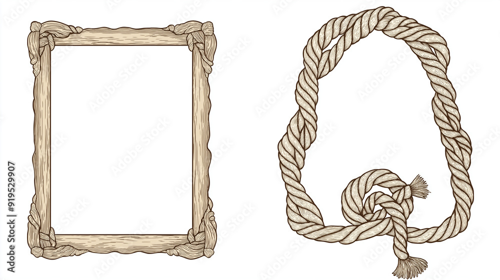 Two distinct rope frames. On the left, there's a simple, arch-like rope ...