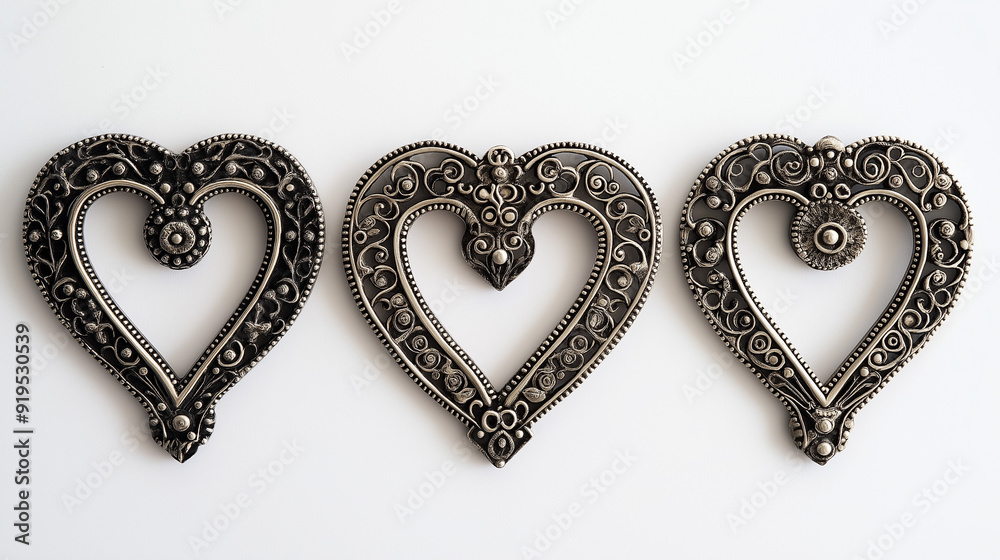 designed heart-shaped frames. Each frame is unique in its design, with ...