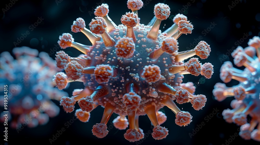 Virus Structure: A detailed 3D rendering of a virus particle ...